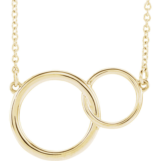 14k Gold 20x14 Interlocking Circle 16-18" Necklace