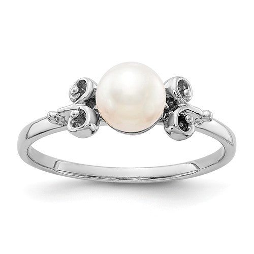 14k White Gold 5.5mm Freshwater Cultured Pearl Ring