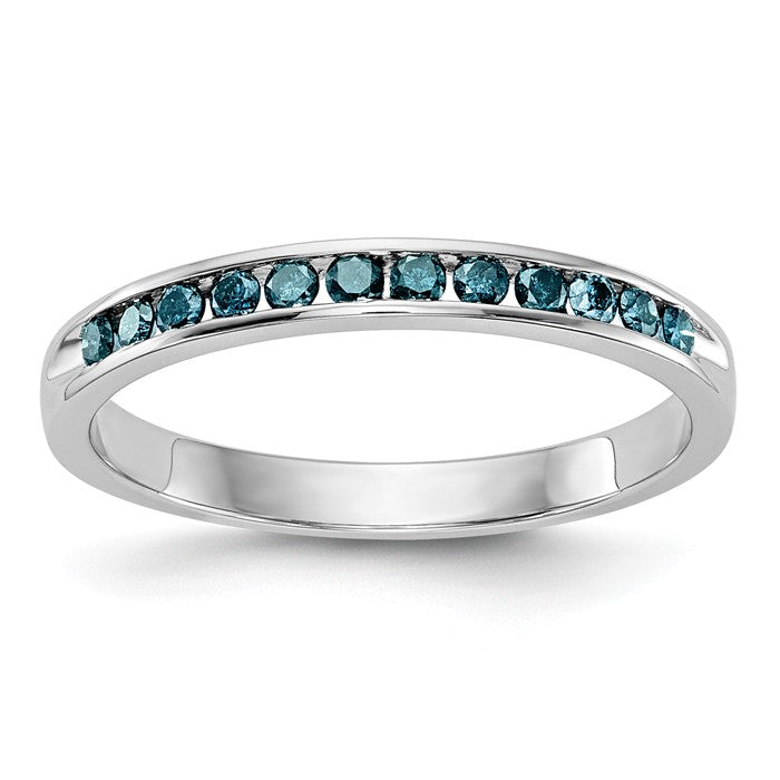 14k White Gold Blue Diamond Channel Set Anniversary Band