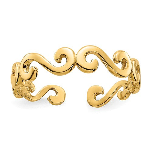 14k Yellow Gold Solid Swirl Toe Ring