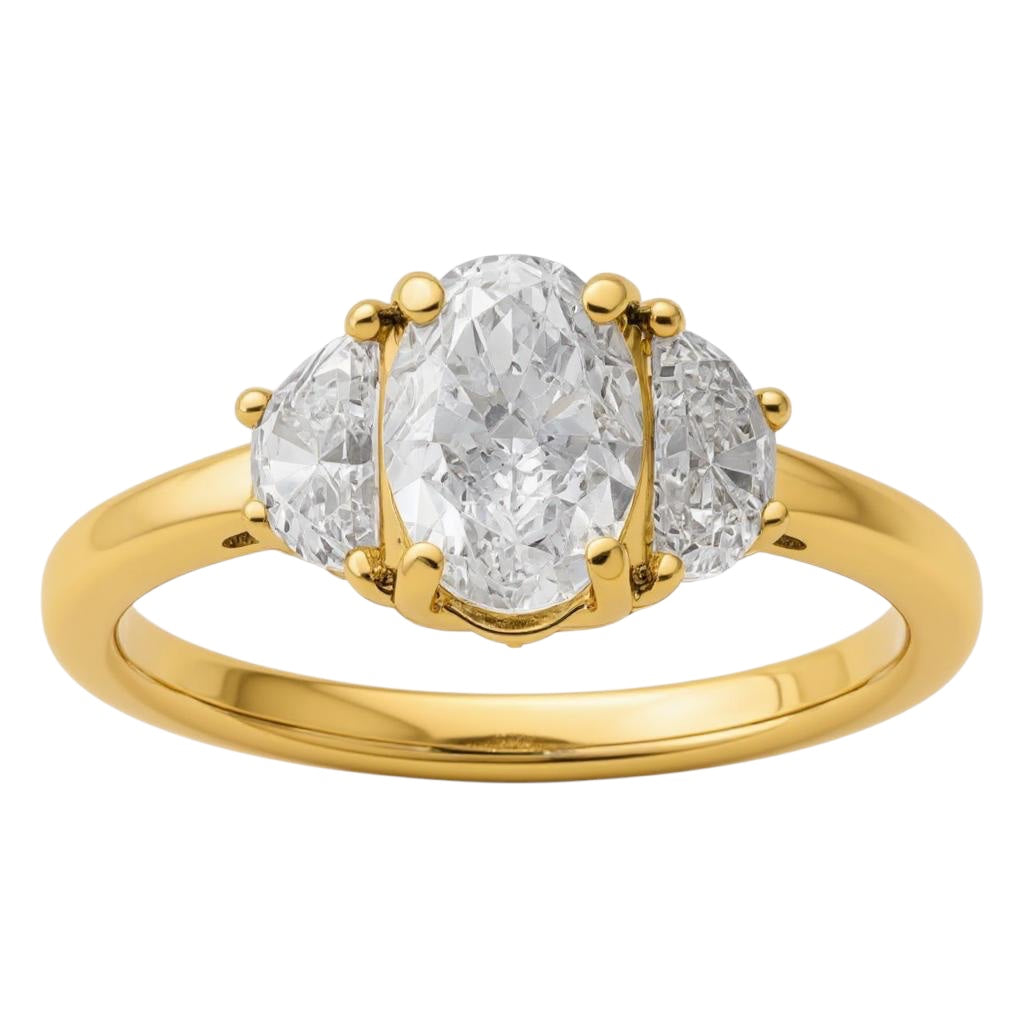 14k Yellow Gold Lab Grown VS DEF Diamond Engagement Ring with Oval ...