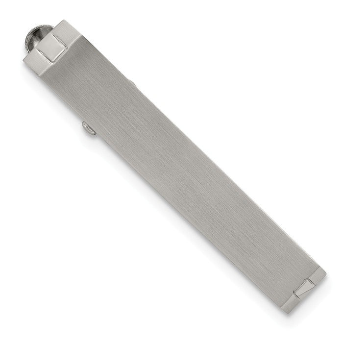 7mm Stainless Steel Brushed Finish Engravable Tie Bar Clip