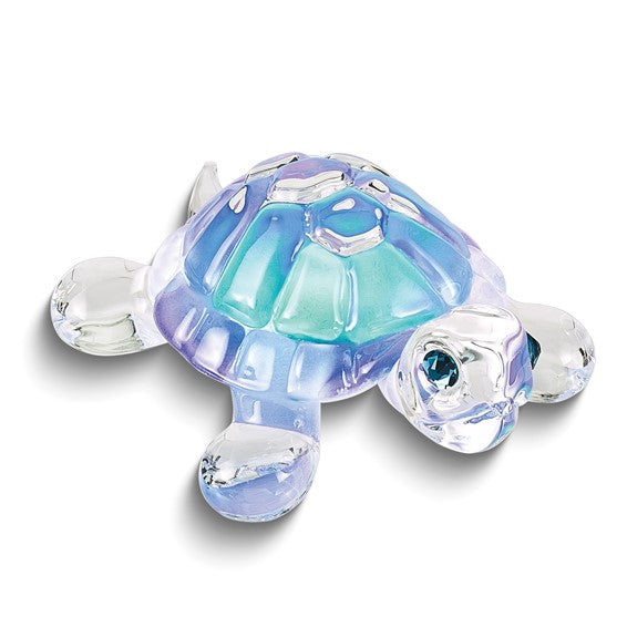 Glass Baron Blue 2.5" Turtle Glass Figurine