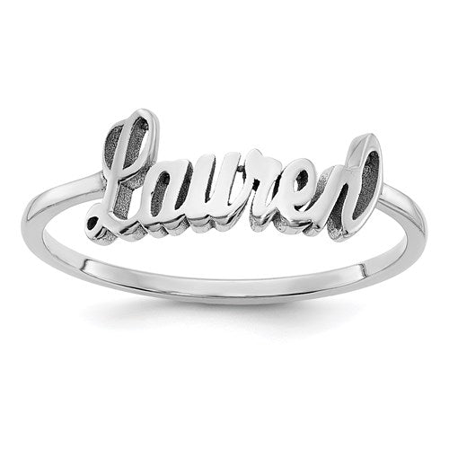 Laser Cut & Polished Name Ring - Sterling Silver or Gold