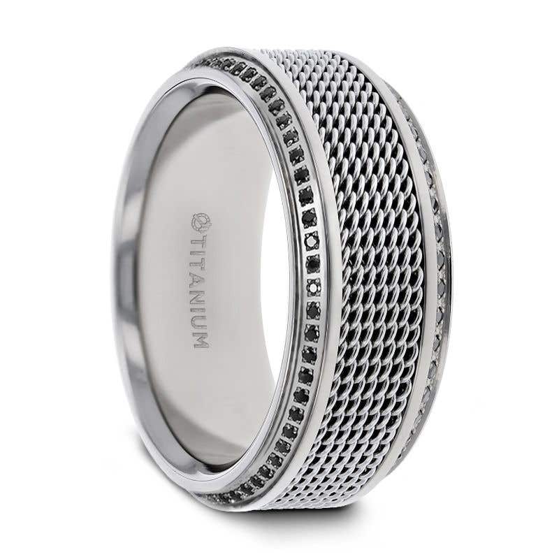 Thorsten GAUNTLET Steel Chain Titanium Wedding Ring Polished Beveled E