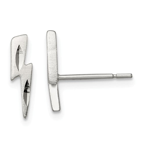 Sterling Silver Small Lightning Bolt Stud Earrings